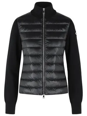 Moncler Padded Virgin Wool Cardigan With Zip - Black