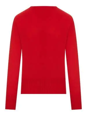 Miu Miu Cashmere V-neck Sweater With Logo - Red