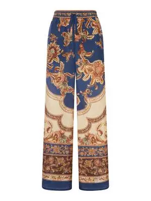 Zimmermann Aster Wide Leg Printed Silk Trousers - Multicolor
