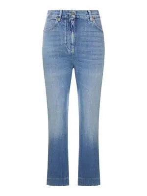 Valentino Garavani Light Wash Cropped Flared Leg Jeans - Blue