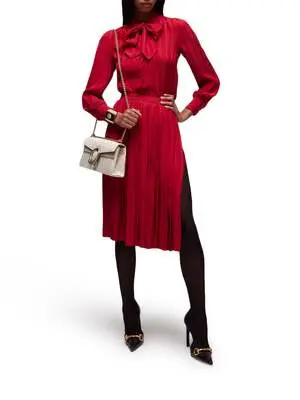 Gucci Jacquard Silk Midi Skirt With Gg Cross Chain