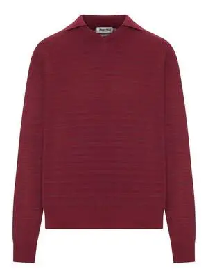 Miu Miu V-neck Cotton Sweater With Polo Collar - Multicolor