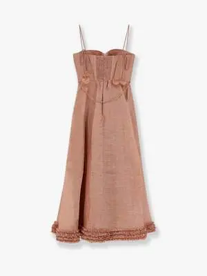 Zimmermann Luna Silk And Linen Blend Midi Dress