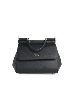 Dolce & Gabbana Medium 'my Sicily' Leather Handbag - Black