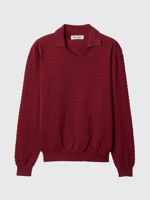 Miu Miu Textured Knit Polo Shirt - Red
