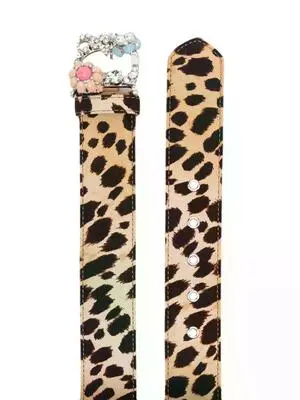 Dsquared2 Embellished Leopard-print Leather Belt