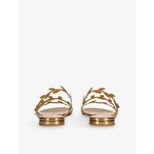 GIANVITO ROSSI Flavia Flat Leather Sandals With Floral Embellishment
