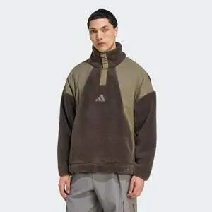 Adidas Xploric Climawarm High Pile Snap Pullover - Shadow Olive