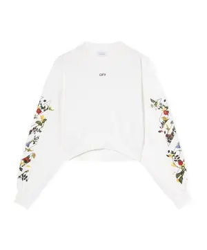 Off-White Arrow Flowers Cropped Sweatshirt - White