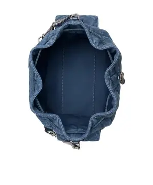 Tory Burch Charlie Quilted Denim Drawstring Shoulder Bag