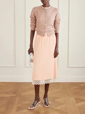 Simone Rocha Layered Lace-trimmed Midi Skirt