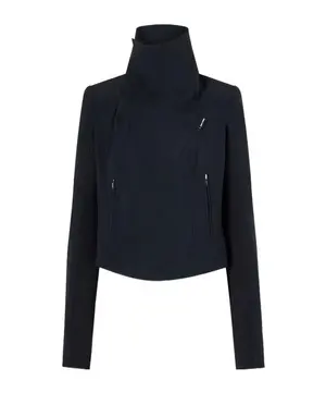 Rick Owens High Neck Diagonal Zip Cropped Jacket
