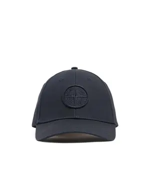 Stone Island Logo Cotton Baseball Cap - Black