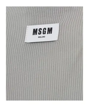 MSGM Ribbed Stretch Long Sleeve T-shirt - Gray