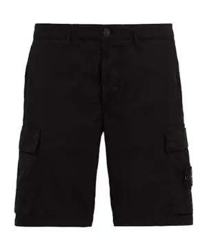 Stone Island Logo Cotton Regular Shorts - Black