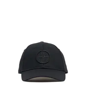 Stone Island Logo Cotton Baseball Cap - Black
