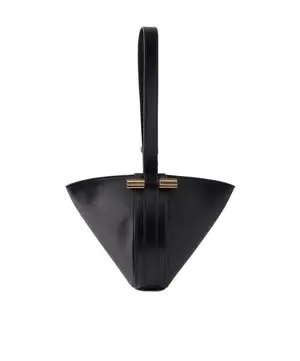 Victoria Beckham Triangular Metal Bar Leather Handbag - Black