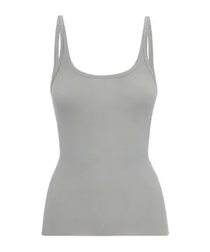 MSGM Ribbed Stretch Viscose Tank Top - Gray