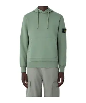 Stone Island Logo Motif Hooded Sweatshirt - Sage