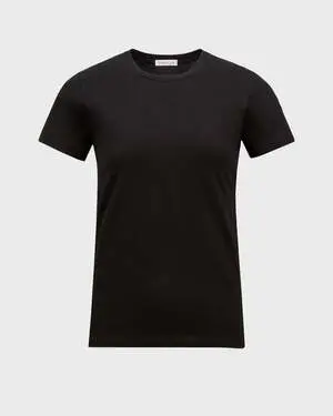 Moncler Cotton Jersey T-shirt With Logo Patch - Black