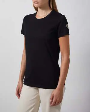 Moncler Logo Patch Cotton Jersey T-shirt - Black