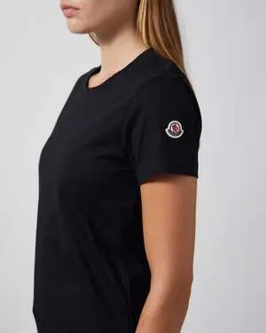Moncler Logo Patch Cotton Jersey T-shirt - Black