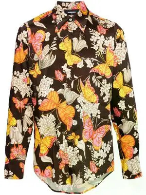 Dsquared2 Butterfly-print Satin Shirt