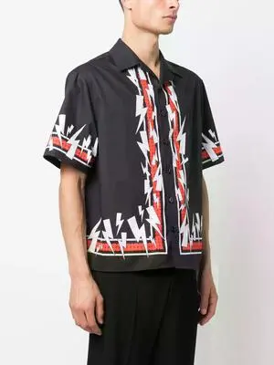 Neil Barrett Thunderbolt-print Cotton Bowling Shirt