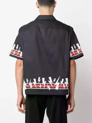 Neil Barrett Thunderbolt-print Cotton Bowling Shirt