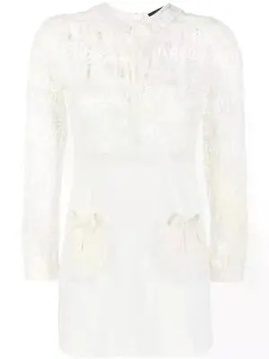 Dsquared2 Ivory Lace Minidress With Beaded Detailing - Neutrals