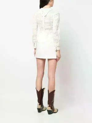Dsquared2 Ivory Lace Minidress With Beaded Detailing - Neutrals