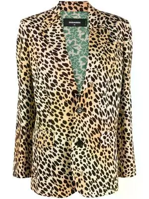 Dsquared2 Leopard Print Single-breasted Blazer