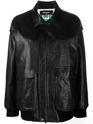 Dsquared2 Zipped Goatskin Bomber Jacket