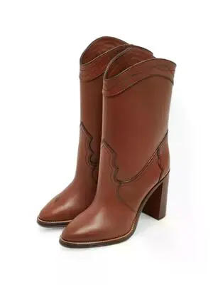 Saint Laurent Kate Leather Mid-calf Boots