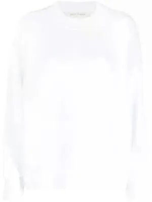 Palm Angels Logo Print Crew Neck Sweatshirt - White