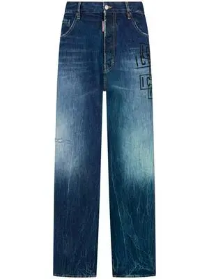 Dsquared2 Icon Print Straight-leg Jeans - Blue