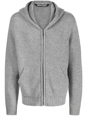 Palm Angels Curved-logo Zip-up Hoodie