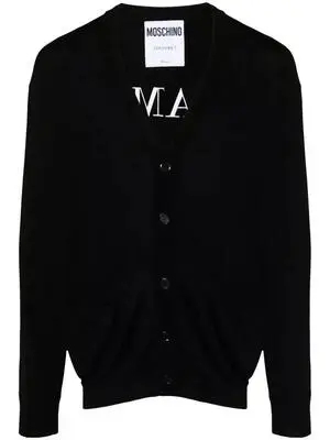 Moschino Slogan-embroidered Virgin Wool Cardigan