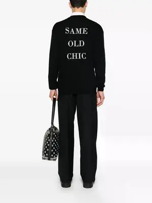 Moschino Slogan-embroidered Virgin Wool Cardigan