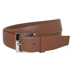CROOKHORNDAVIS Parma Buttercalf Grain Tubular Leather Dress Belt - Tan