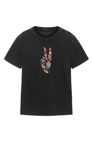 John Varvatos World Flags Peace Organic Cotton Graphic T-shirt - Black