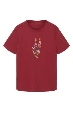 John Varvatos World Flags Peace Organic Cotton Graphic T-shirt - Cranberry