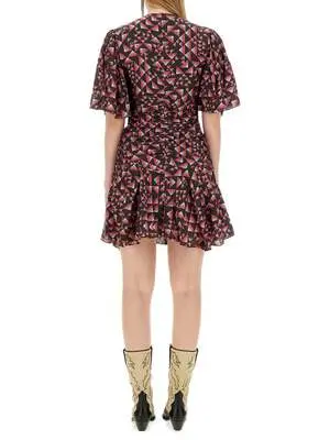 Isabel Marant Étoile Lienne Geometric Print V-neck Dress - Multicolor