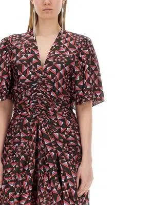 Isabel Marant Étoile Lienne Geometric Print V-neck Dress - Multicolor