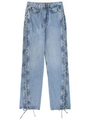 ROTATE BY BIRGER CHRISTENSEN Straight Fit Jeans With Lace Detailing - Blue