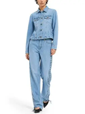 ROTATE BY BIRGER CHRISTENSEN Straight Fit Jeans With Lace Detailing - Blue