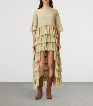 ALLSAINTS Tiered Ruffle Cavalry Midi Dress