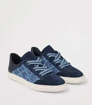 JIMMY CHOO Diamond Light Flex F Suede And Leather Low Top Sneakers - Navy