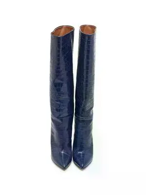 Paris Texas Indaco Croc-embossed Leather Boots - Blue