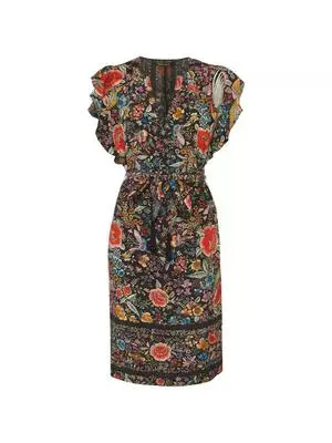 Roberto Cavalli Silk Floral Print Midi Dress